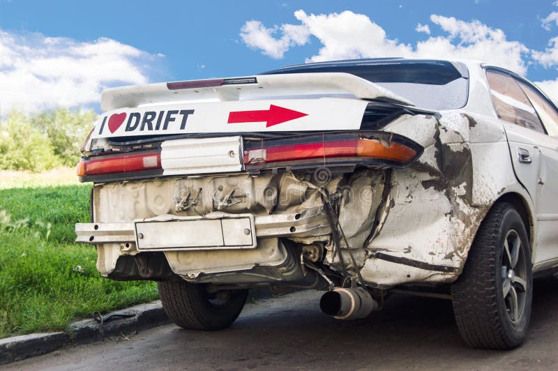 Battered drift car stock photo. Image of scrap, broken - 120209676