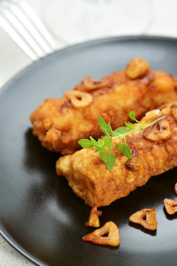Battered and Fried Cod Fillets Stock Image - Image of eating, menu ...
