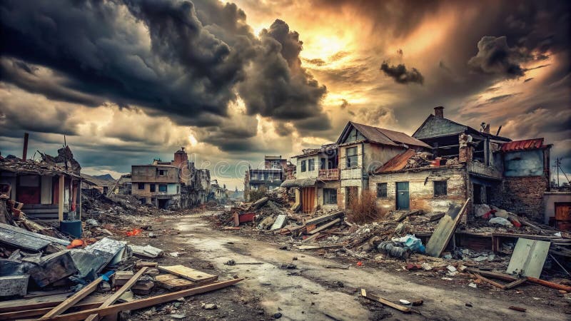 A Battered Landscape a Devastated Town Struggles Against the Fury of a ...