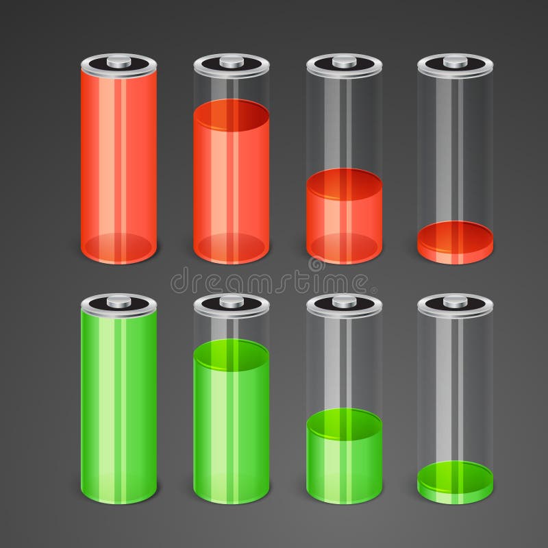 Three Handmade Paper Icons of Batteries from Low To Full in Center of ...