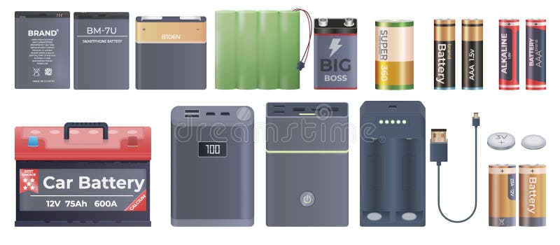 Batteries Accumulator Realistic Set Stock Vector - Illustration of ...