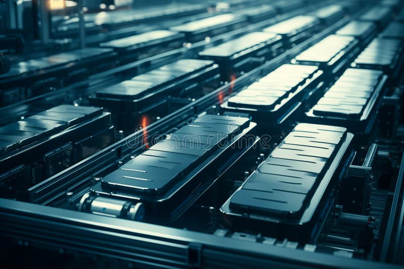 Batteries on an Assembly Line in a Factory Stock Image - Image of ...