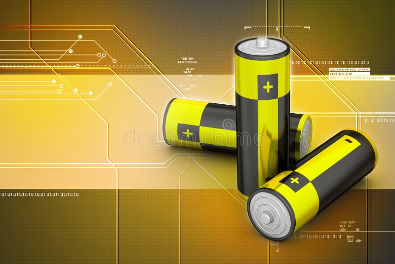 Consumer Batteries of Different Types Stock Illustration - Illustration ...