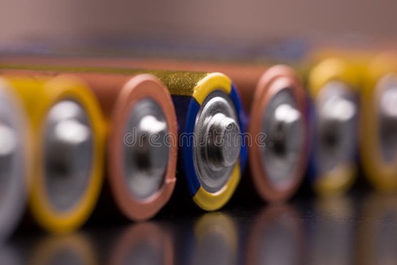 AA Batteries are Close To Each Other. Close-up of White Batteries on a ...