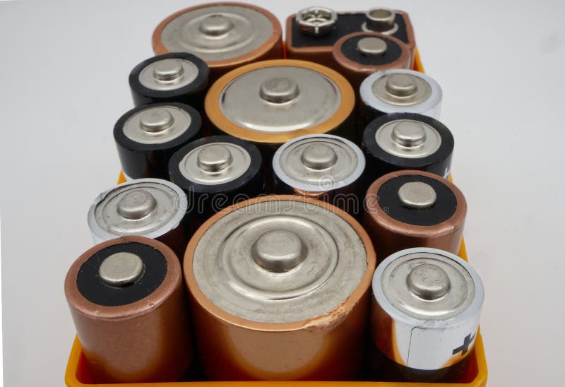 Batteries of Different Sizes and Formats in a Box, Selective Focus ...