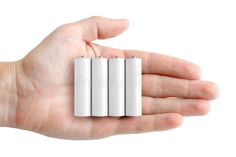 The batteries in hand stock photo. Image of white, hand - 15813358