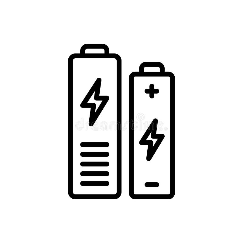 Black Line Icon for Batteries, Power Unit and Supply Stock Vector ...