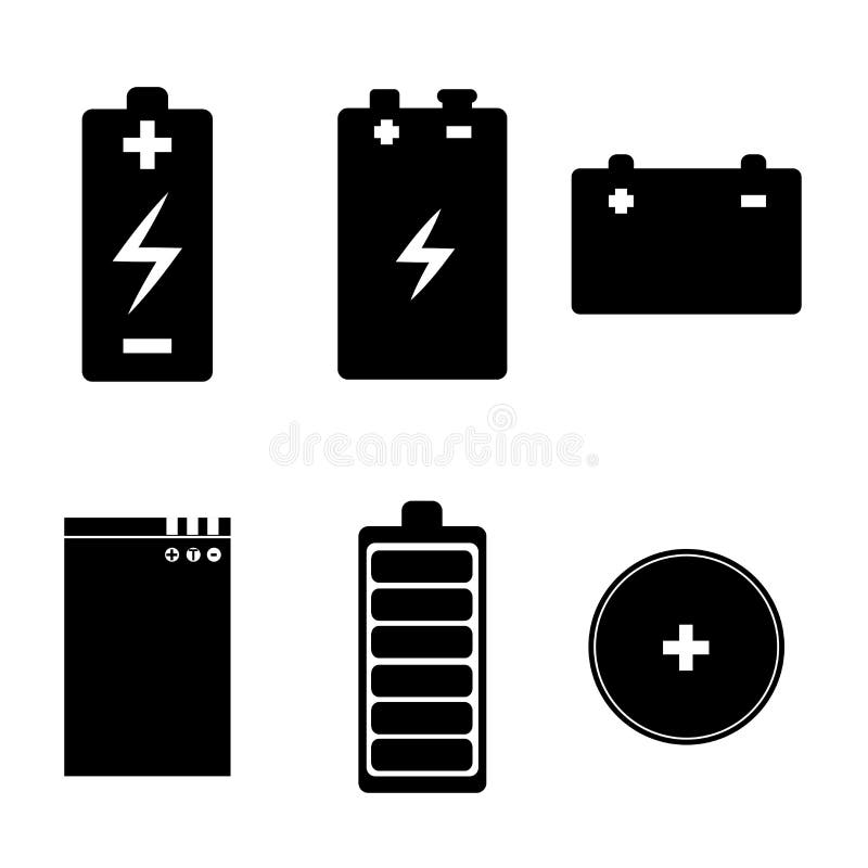 Batteries icons Set stock vector. Illustration of devices - 63176468