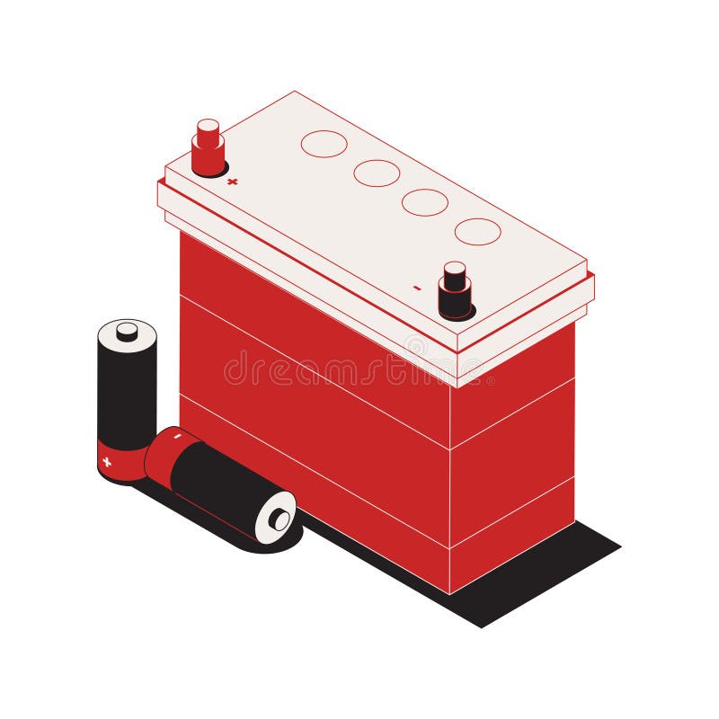 Batteries Isometric Icon stock vector. Illustration of polluted - 228664385