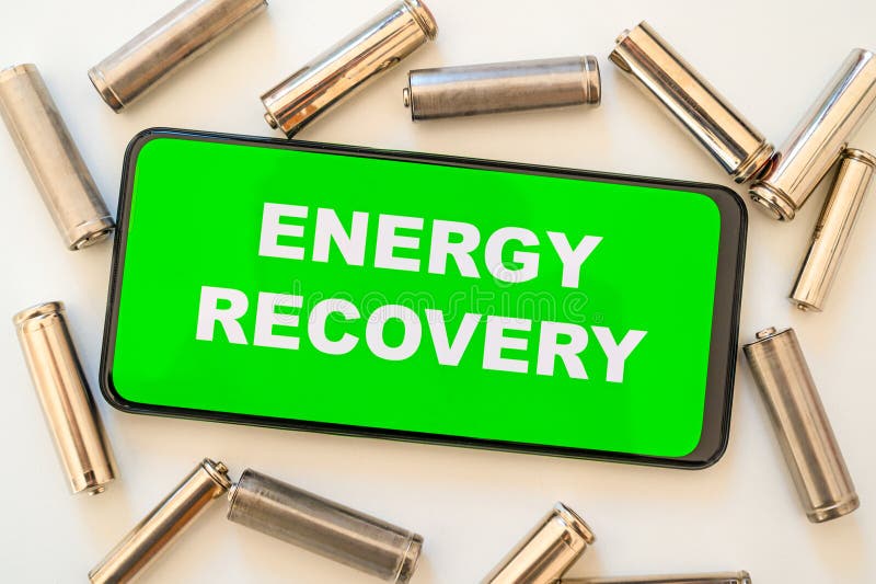 Batteries, Energy Saving and Recovery and Sustainability. Stock Image ...