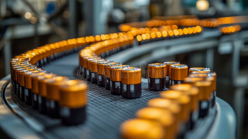 Batteries in Production Line in Modern Factory, Highlighting Efficient ...