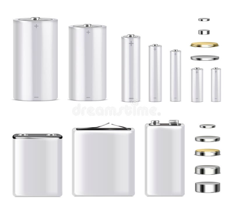 Batteries Realistic Set stock vector. Illustration of acid - 262904534