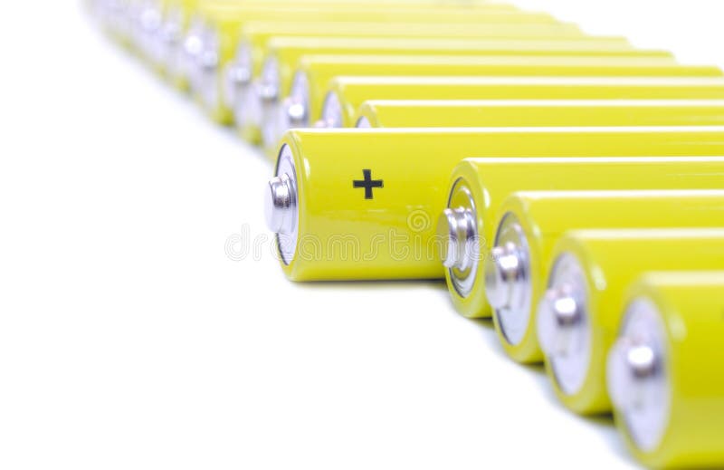 Batteries in a row stock photo. Image of isolated, energy - 25591582