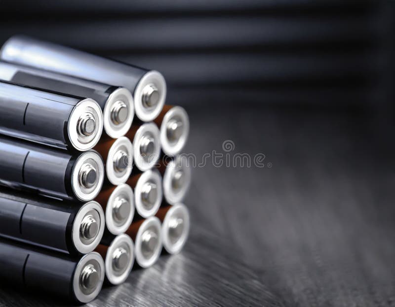 Batteries Sitting on Top of Each Other on a Table with One Light ...