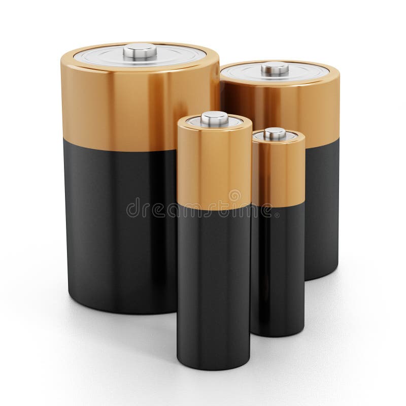 Batteries Stack Isolated on White Background Stock Photo - Image of ...