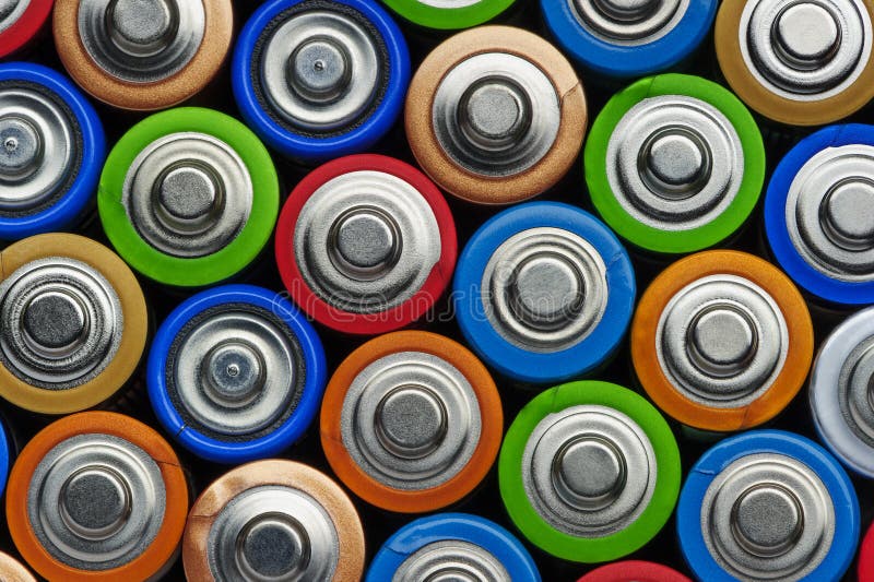 Batteries top view stock photo. Image of disposable, industry - 64838266