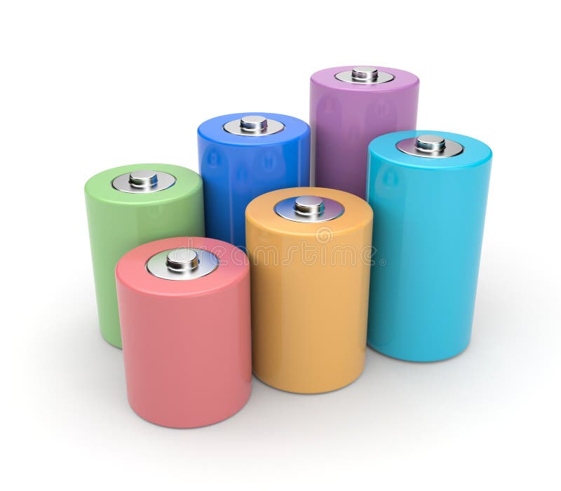 Batteries on a White Background Stock Illustration - Illustration of ...