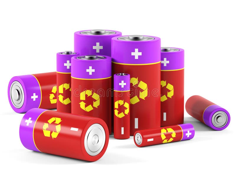 Batteries on White Background. Stock Illustration - Illustration of ...