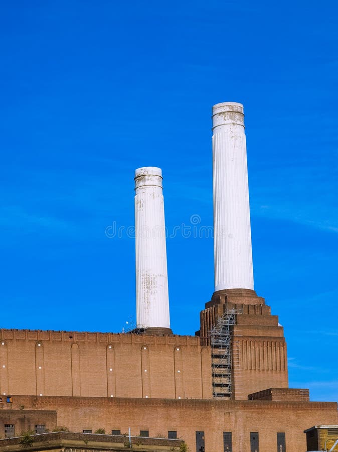 Battersea Power Station in London Stock Photo - Image of elms, great ...
