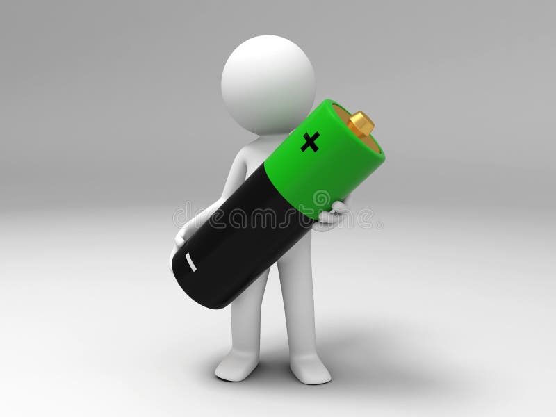 Funny Strong Battery with Hands and Feet Stock Illustration ...