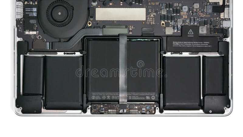 Battery in an Apple MacBook Pro Computer. Lithium-Ion Battery Pack ...
