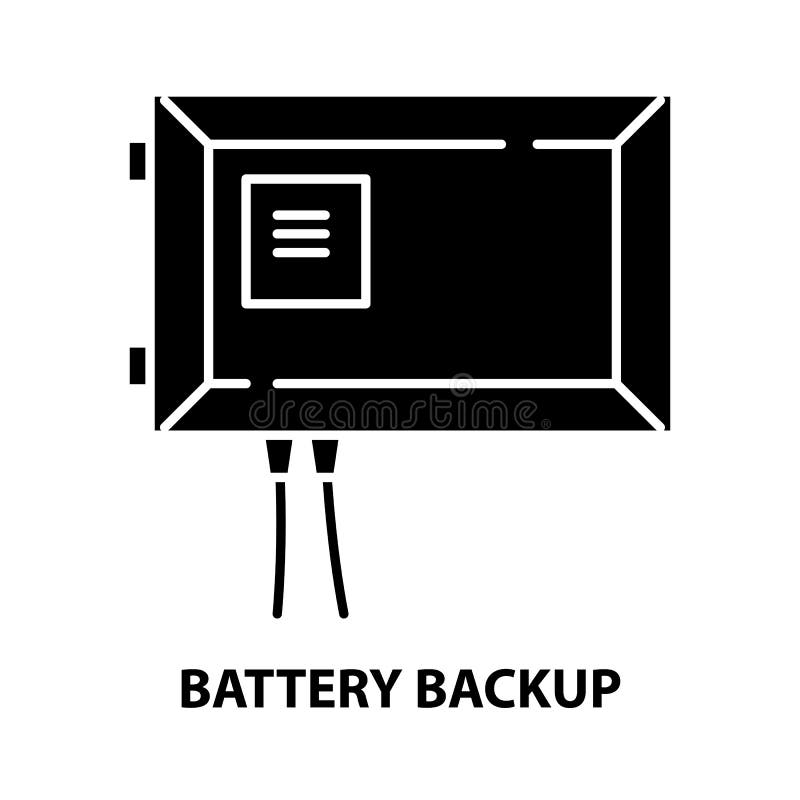 Battery Backup Icon, Black Vector Sign with Editable Strokes, Concept ...