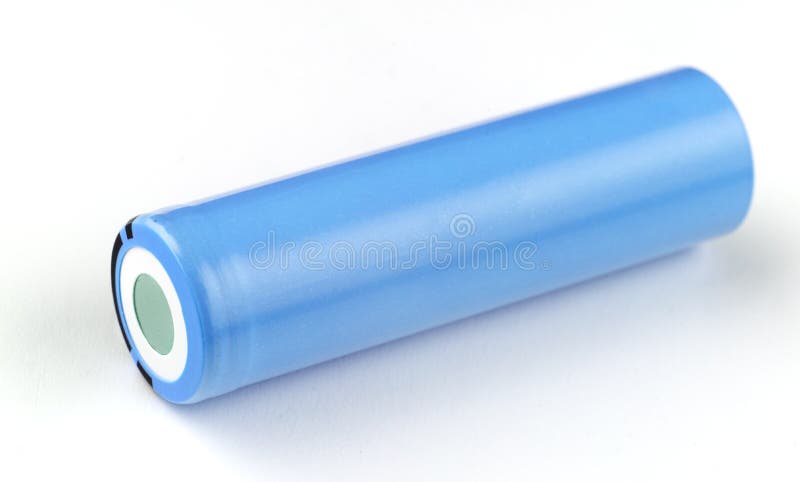 Blue 18650 Rechargeable Li-ion Battery on White Background Stock Image ...