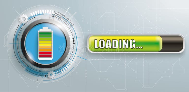 Battery Button Circuit Board Loading Banner Stock Vector - Illustration ...