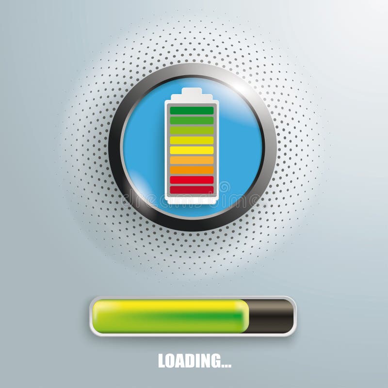 Battery Button Halftone Loading Stock Vector - Illustration of storage ...