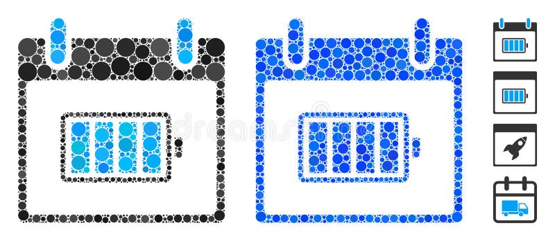 Battery Calendar Day Composition Icon of Spheric Items Stock ...