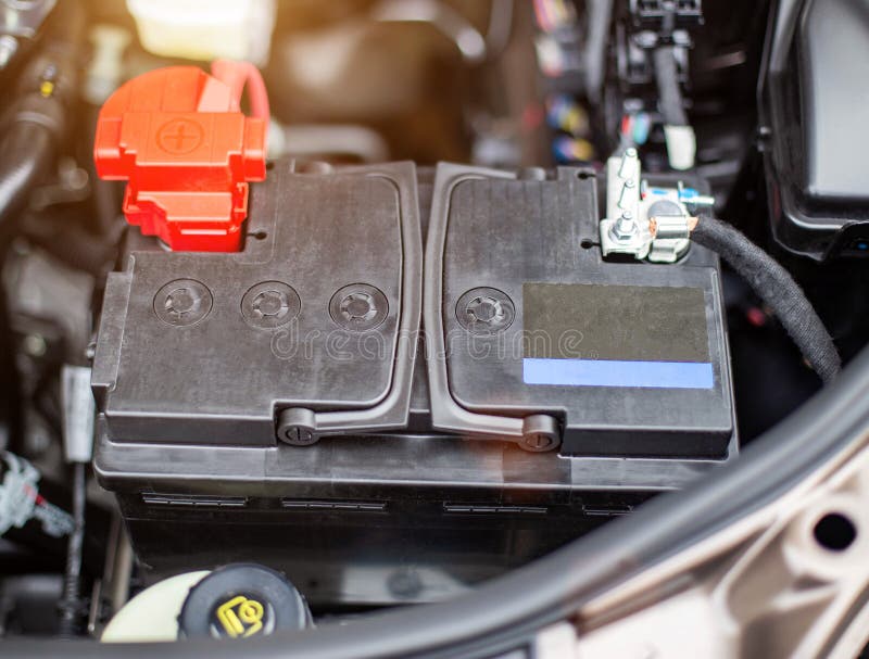 The Battery in the Car in the Engine Compartment, Background ...