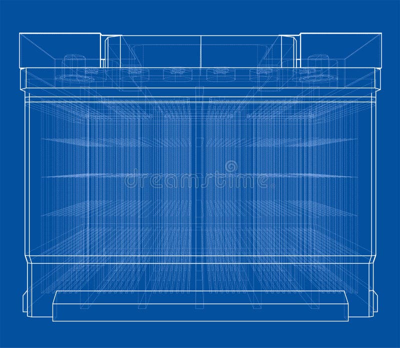 Battery Car Outline. Vector Rendering of 3d Stock Vector - Illustration ...