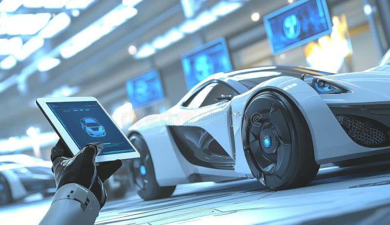 Battery Cell Module Research and Development with Robots Stock Photo ...