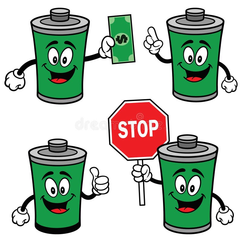Battery Character Set 01 stock vector. Illustration of cartoon - 343522281
