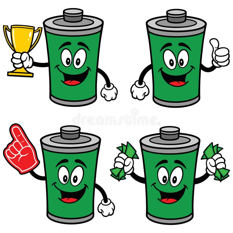 Battery Character Set 03 stock vector. Illustration of foam - 343522285
