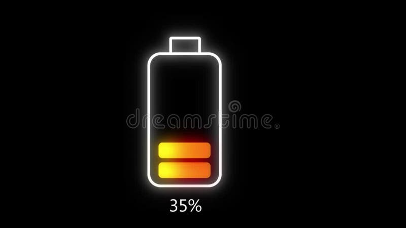 Battery Charge Animation on Black Background. Animation of Battery ...