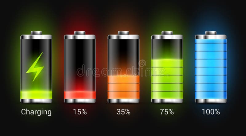 Battery Charge Design. Full Charge Energy for Mobile Phone Stock ...