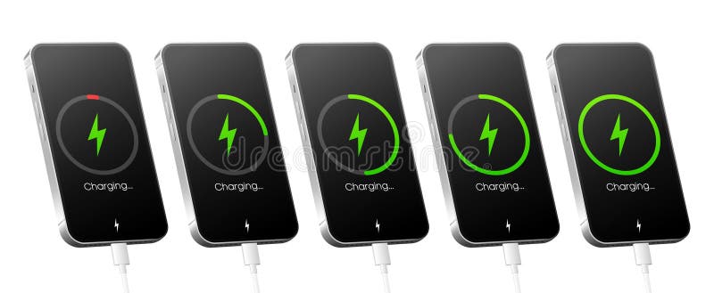 Battery Charge. Full and Low Power Energy Level. Recharge Battery ...