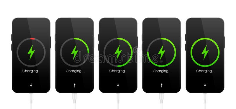 Battery Charge. Full and Low Power Energy Level. Recharge Battery ...