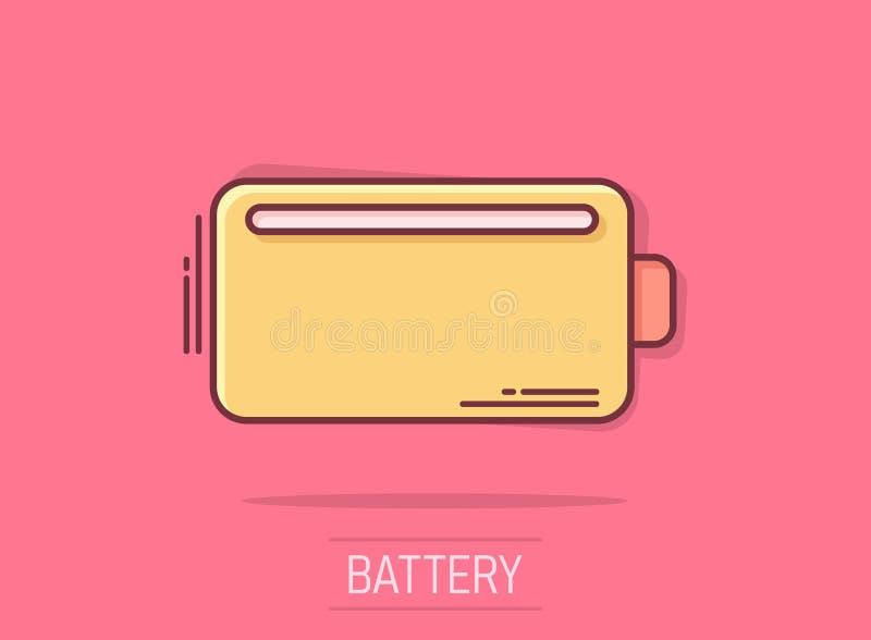 Battery Charge Icon in Comic Style. Power Level Cartoon Vector ...