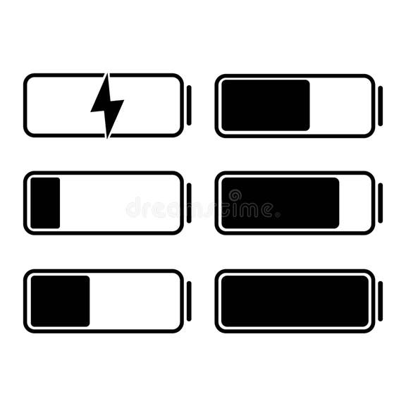 Battery Charge Icon Set. Low Battery Stock Vector - Illustration of ...