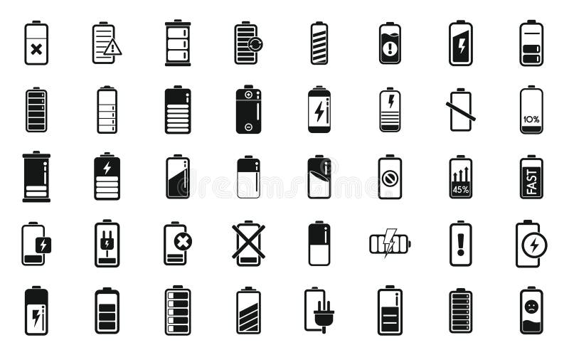 Battery Charge Icons Set Simple Vector. Charge Energy Stock Vector ...