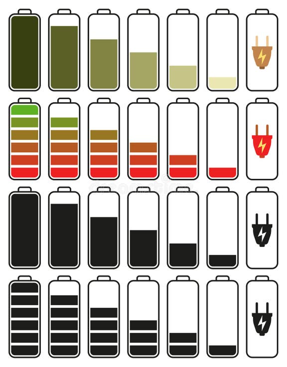 Battery Charge Indicator Icon Set. Battery Charge Stock Vector ...