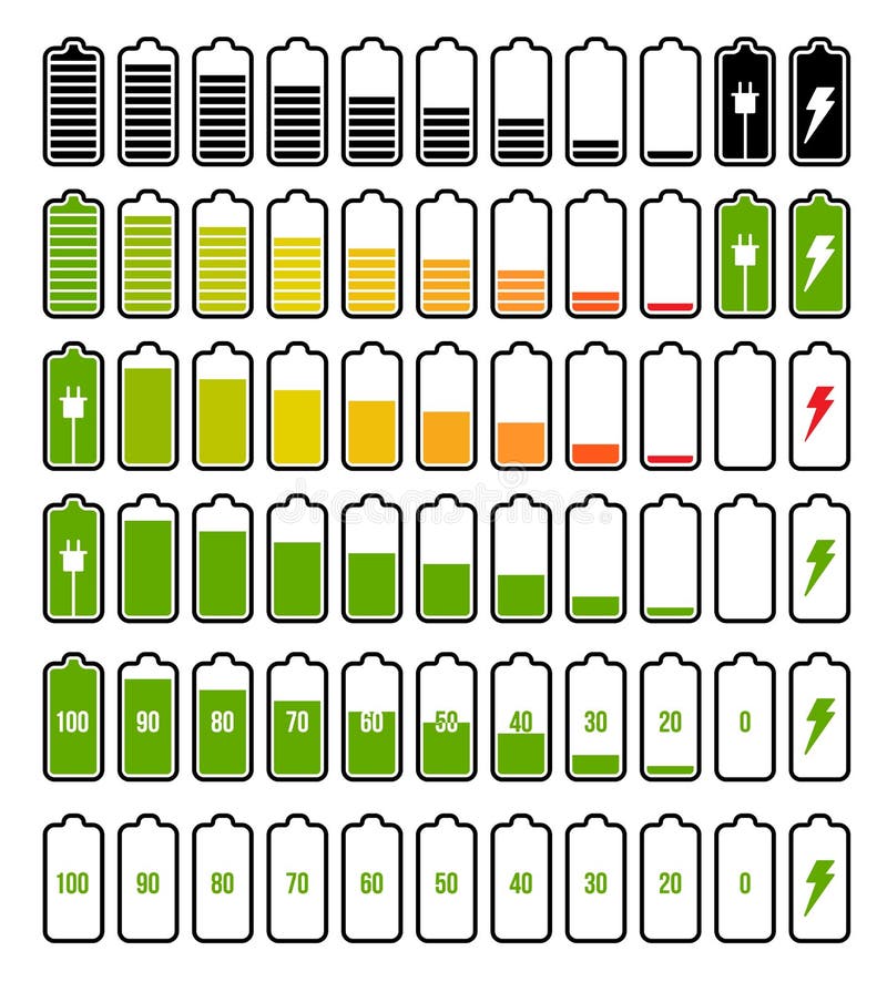 Battery Charge Indicator Set Stock Vector - Illustration of battery ...