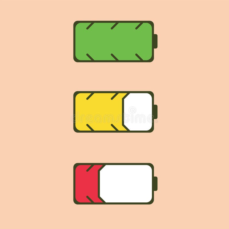 Battery Charge Indicator State Icons. Stock Vector - Illustration of ...