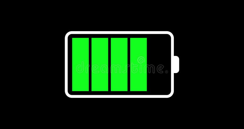 Battery Charge Animation on Black Background. Animation of Battery ...