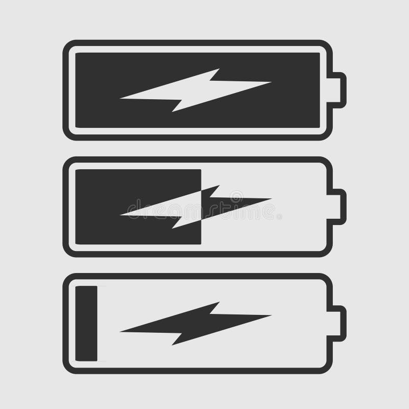 Battery Charge Level Icon Set Stock Illustration - Illustration of ...