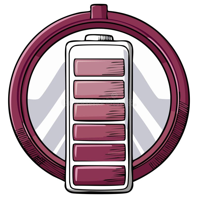 Battery Charge Level Illustration with Full Indicator Bars within Round ...