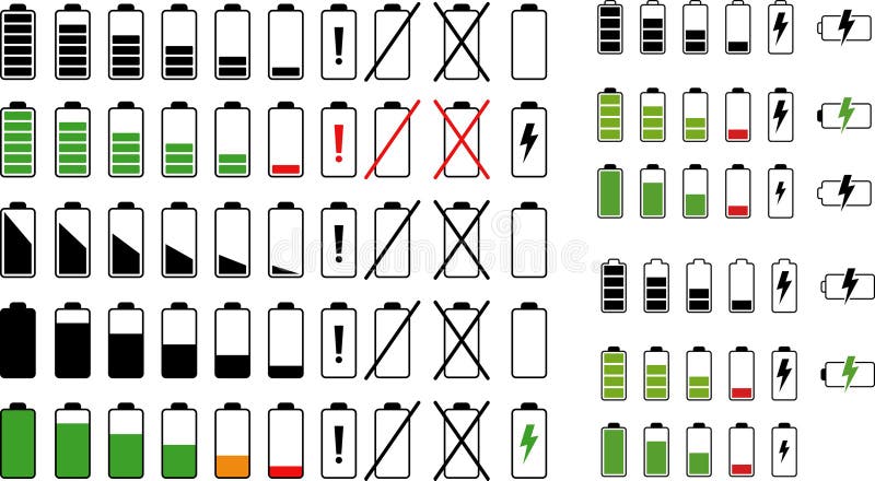 Battery Charge Level Indicator. Battery Icon Set, Flat Battery Icon ...
