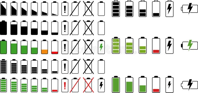 Battery Charge Level Indicator. Battery Icon Set, Flat Battery Icon ...